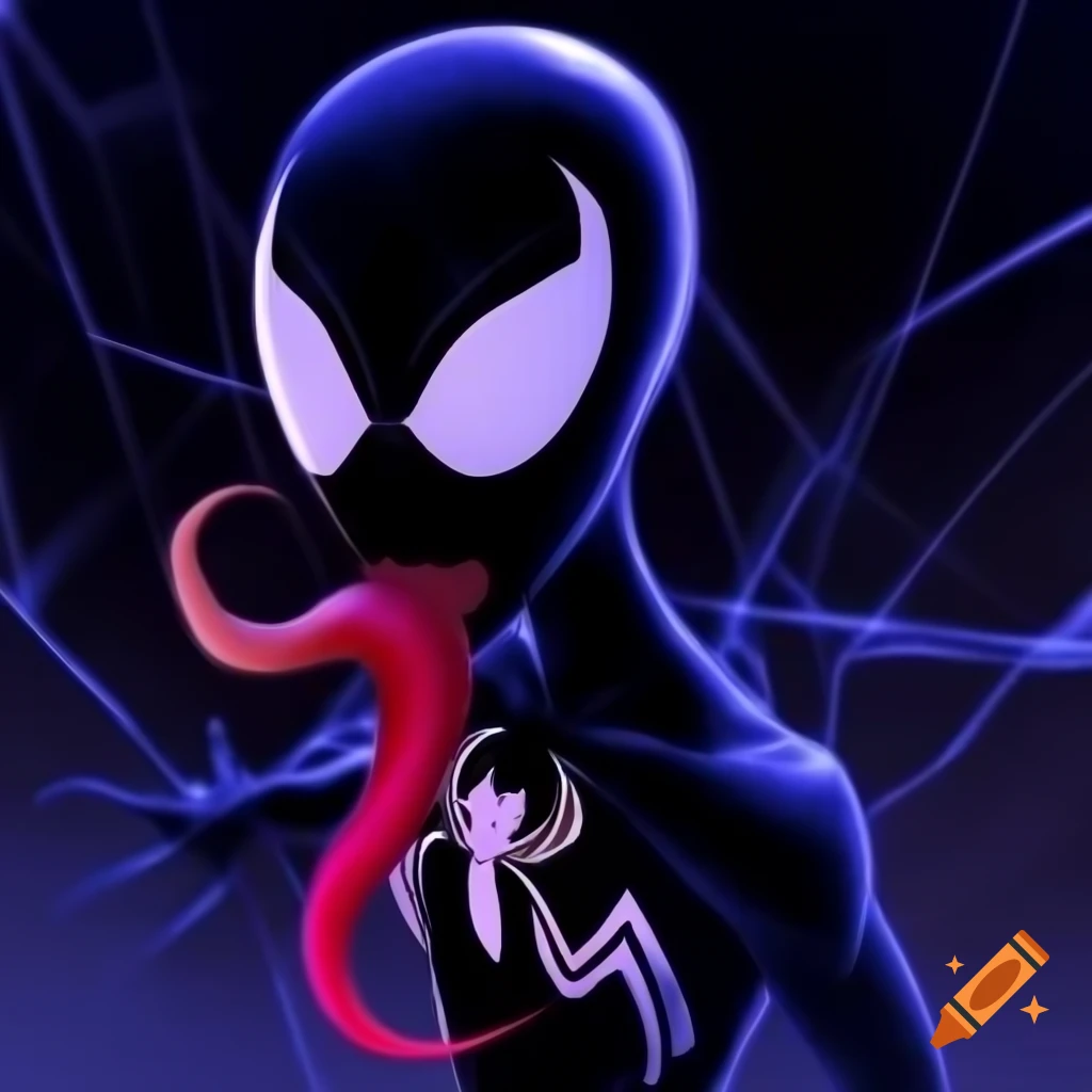 Anime girl with venom symbiote infection on Craiyon