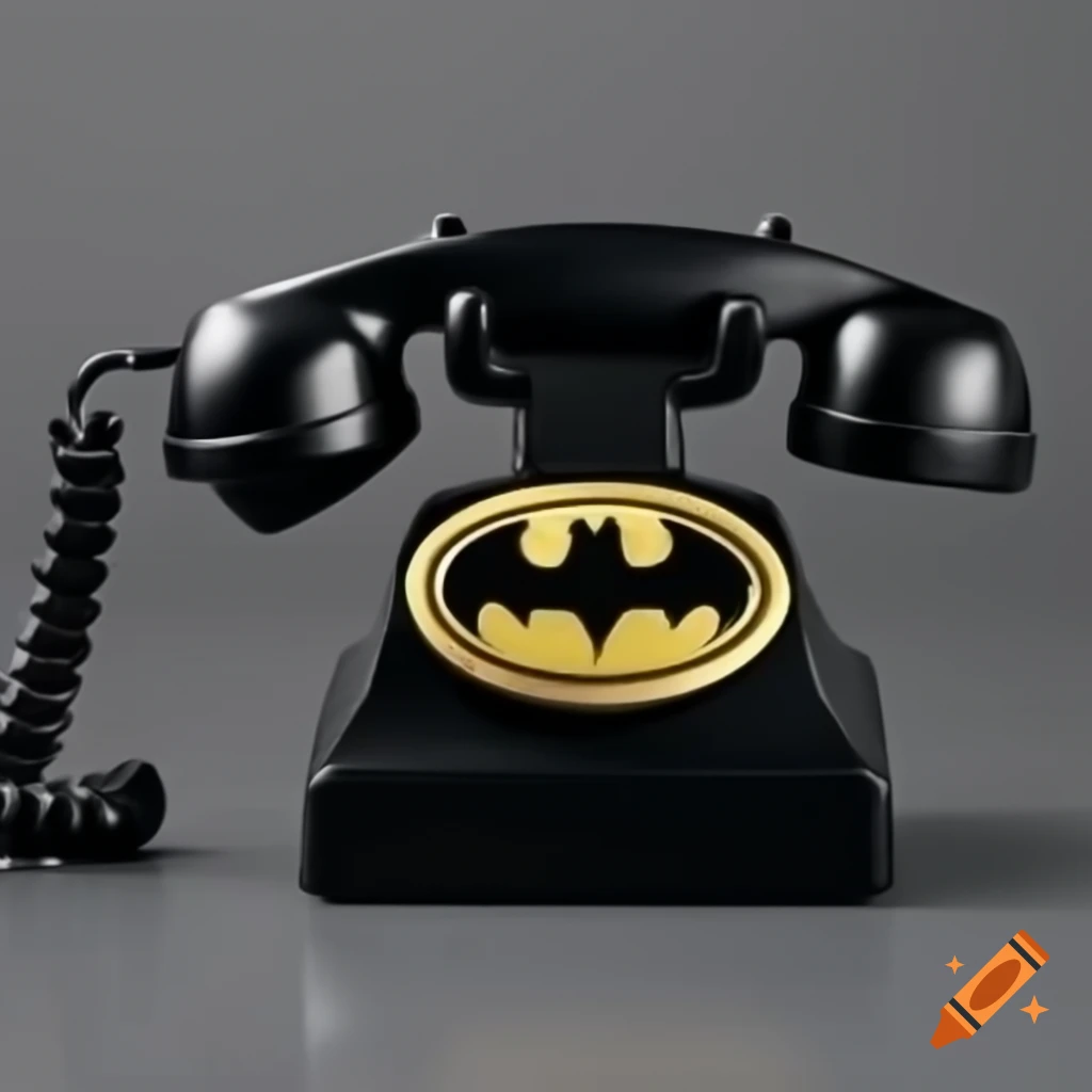 Batman's phone designed with a dark and sleek aesthetic on Craiyon