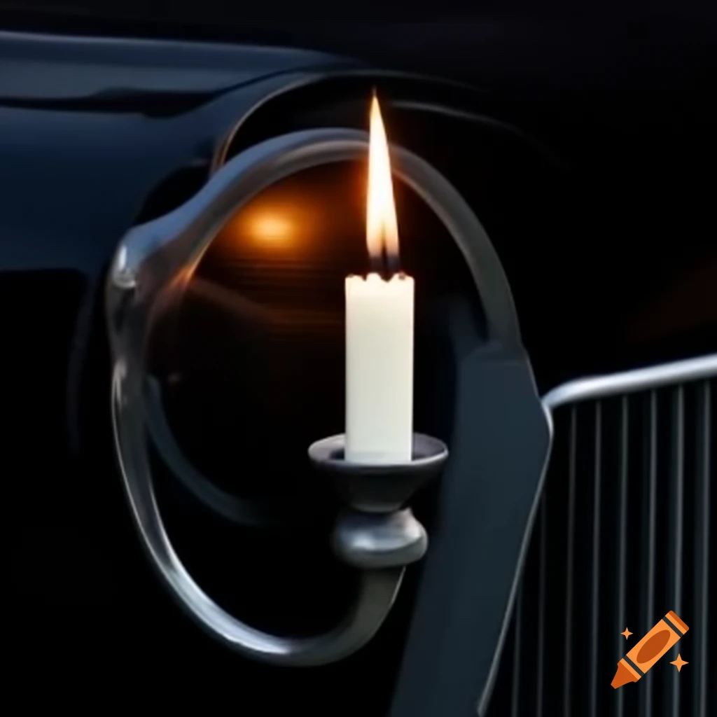 Candle on metal wall holder against dark stone wall on Craiyon