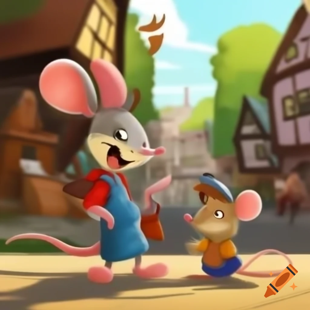 An illustration of a cute mouse dressed as a newspaper boy holding a ...