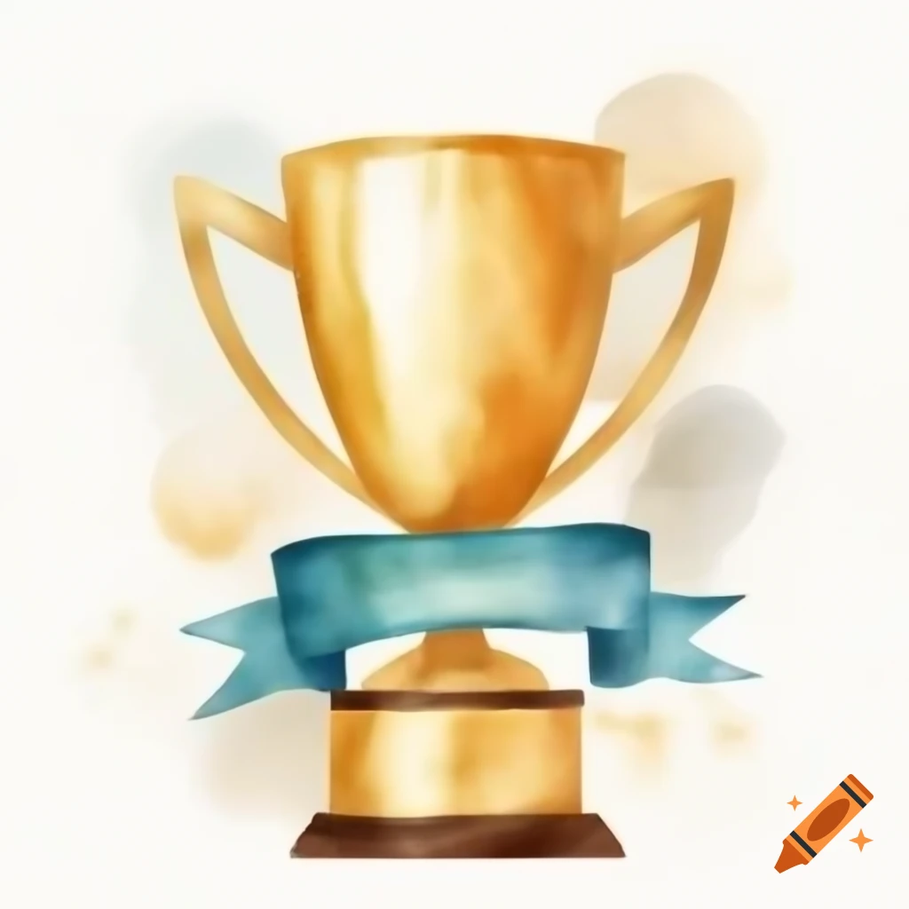 Gold watercolor award trophy or ribbon in muted tones on Craiyon