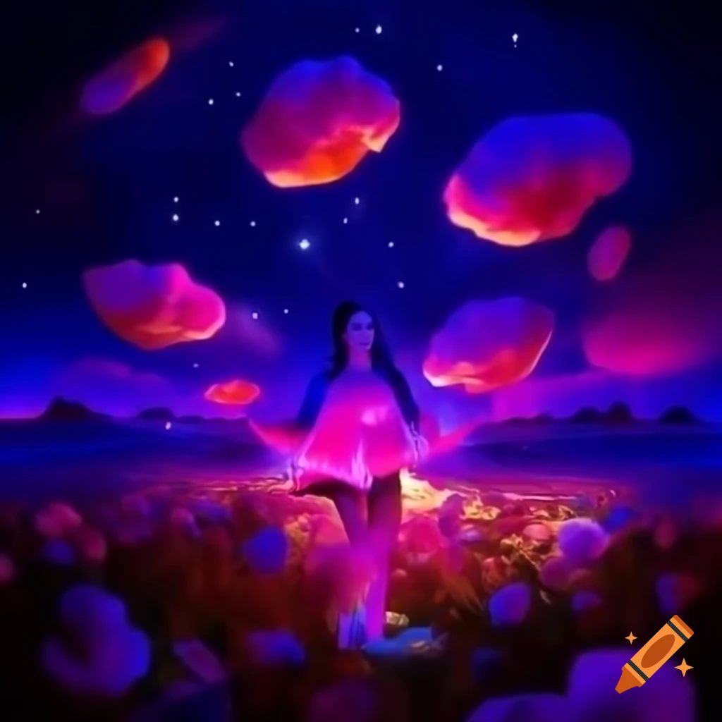 Ethereal and vibrant album cover blending surrealism and pop art styles ...