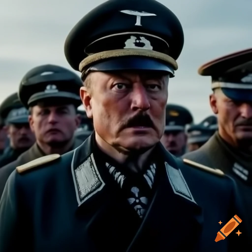 Elon musk as adolf hitler in a nazi uniform and with hitler's moustache ...