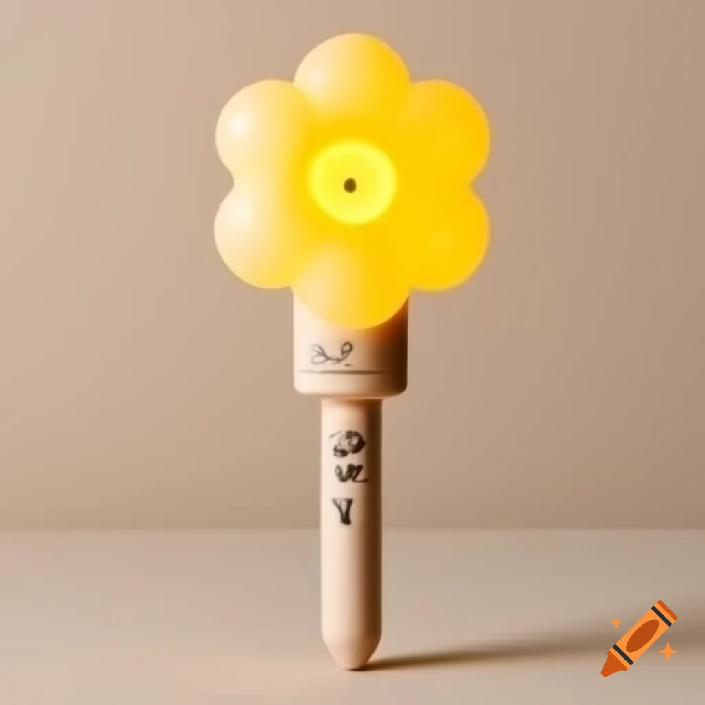 Kpop lightstick design featuring a large flower and inscription 'flover ...