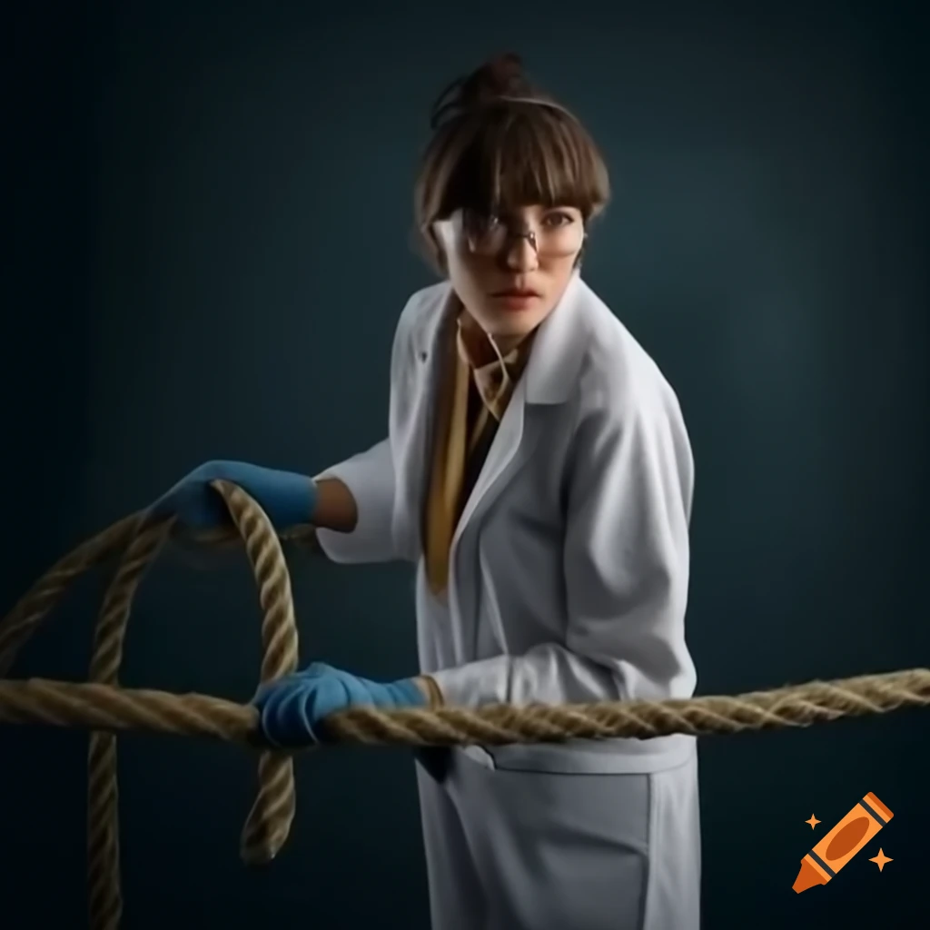Scientist pulling a rope in a laboratory setting on Craiyon