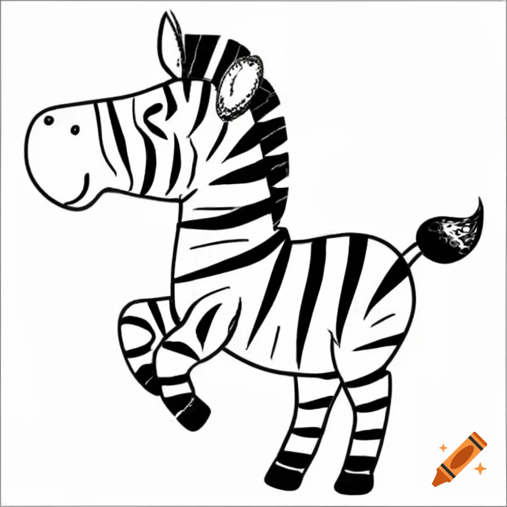 Black and white zebra coloring picture on white background on Craiyon