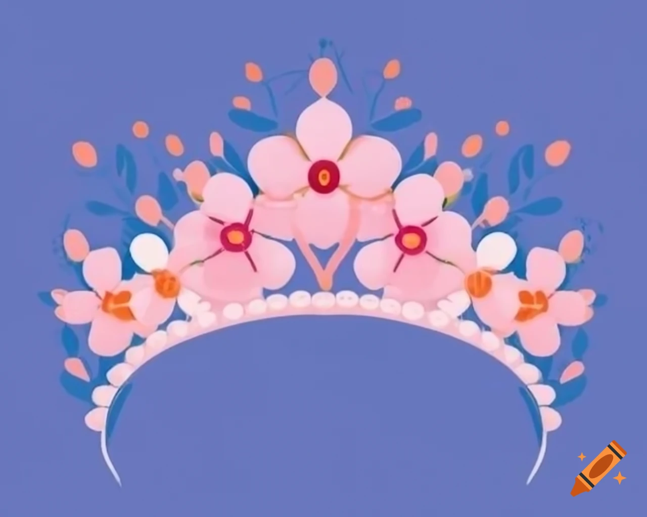 Colorful frangipani lei tiara in storybook style on Craiyon