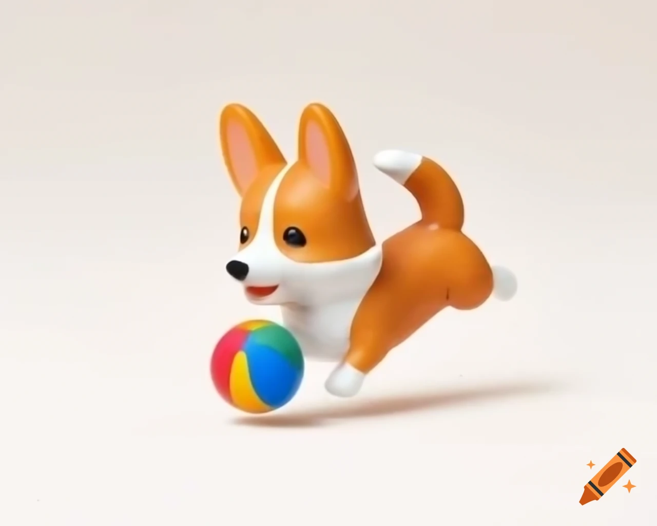 Stop motion plasticine mini corgi playing with ball on Craiyon