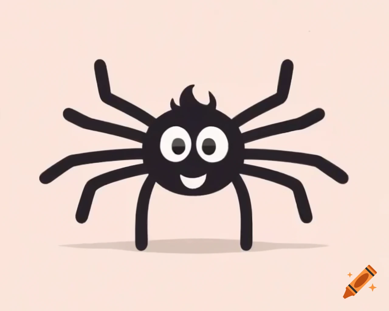 Friendly cartoon spider illustration with a black color and smiling ...