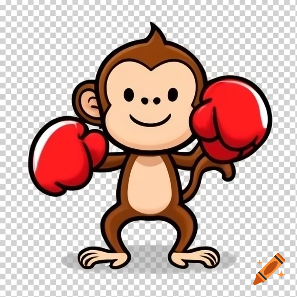 Cartoon monkey wearing boxing gloves on Craiyon
