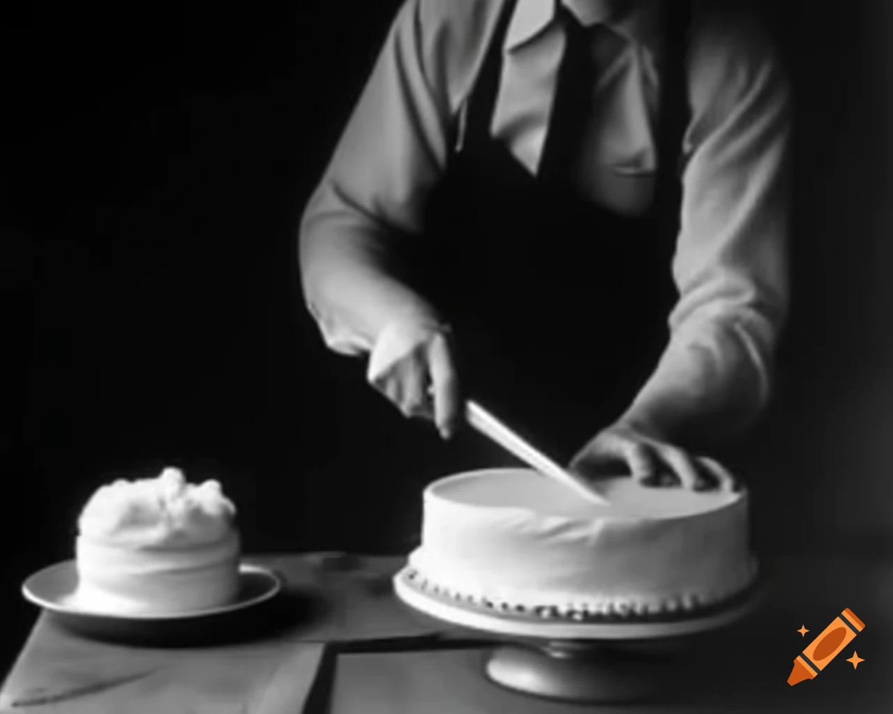 Hispanic baker creating the largest cake in 1997 on Craiyon