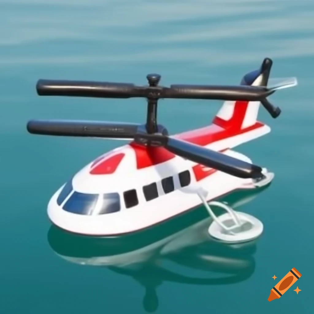 Innovative helicopter design with floating capability on Craiyon