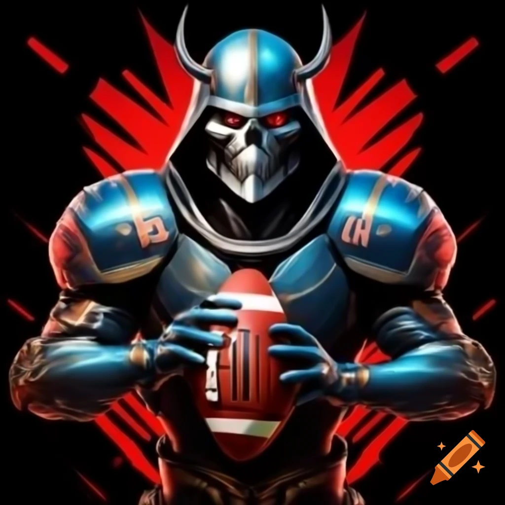 Ai overlord engaging in american football, digital art depiction on Craiyon