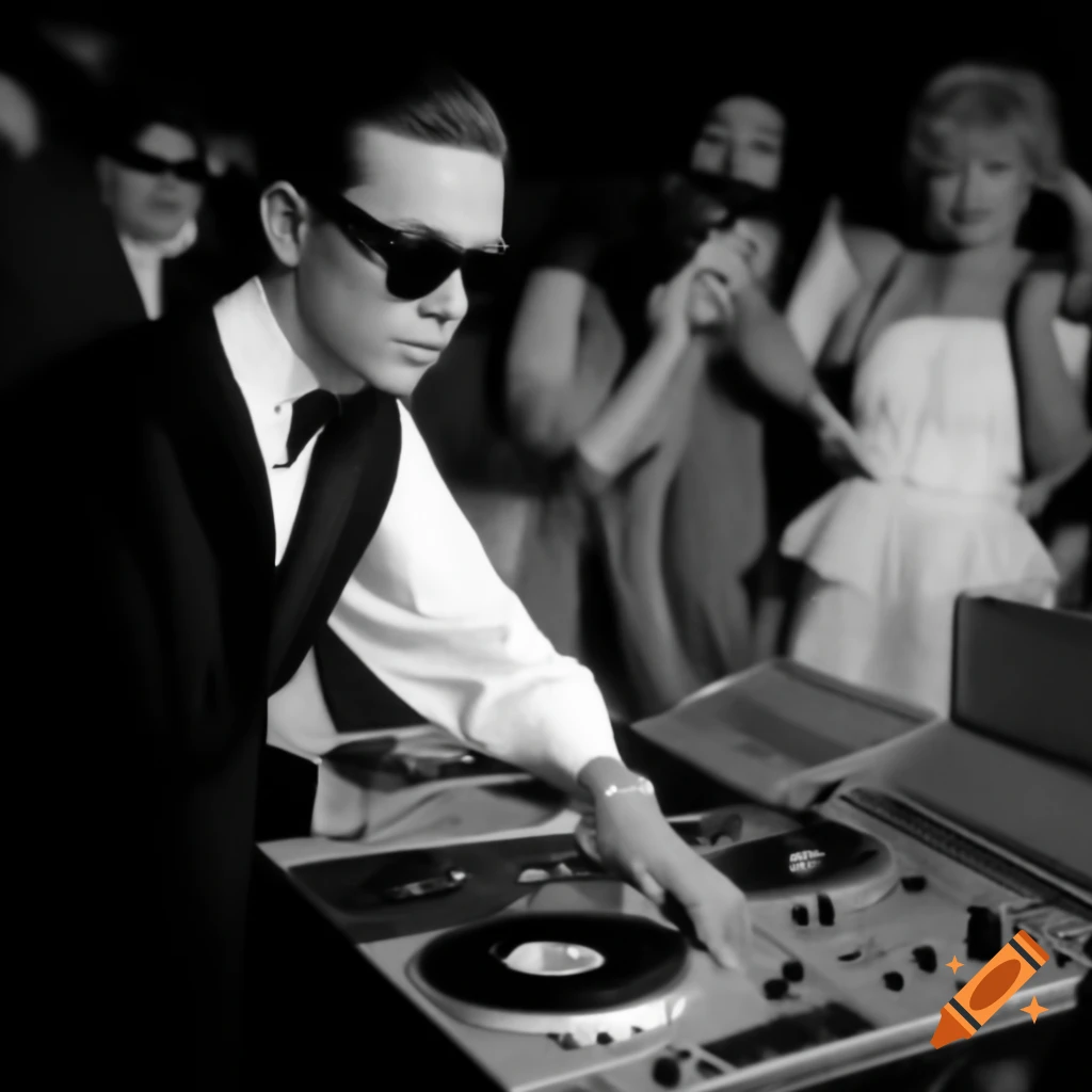 1960s style DJ with retro equipment on Craiyon