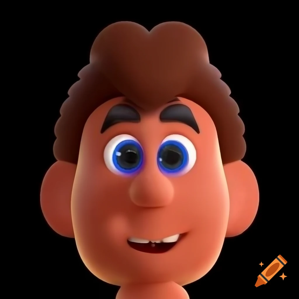 Pixar-style animated character of a Mexican man with spiky brown hair ...