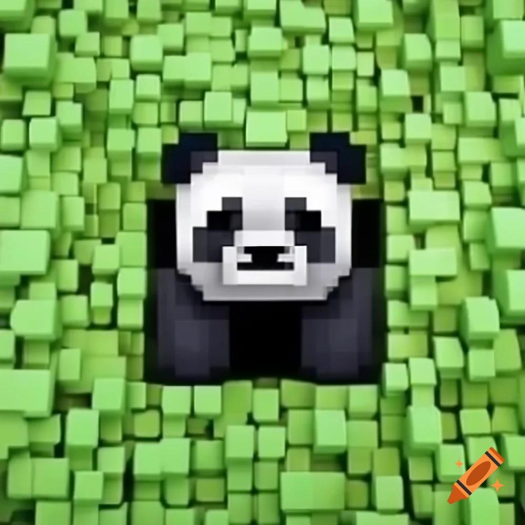 Minecraft logo featuring a cobblestone panda on Craiyon