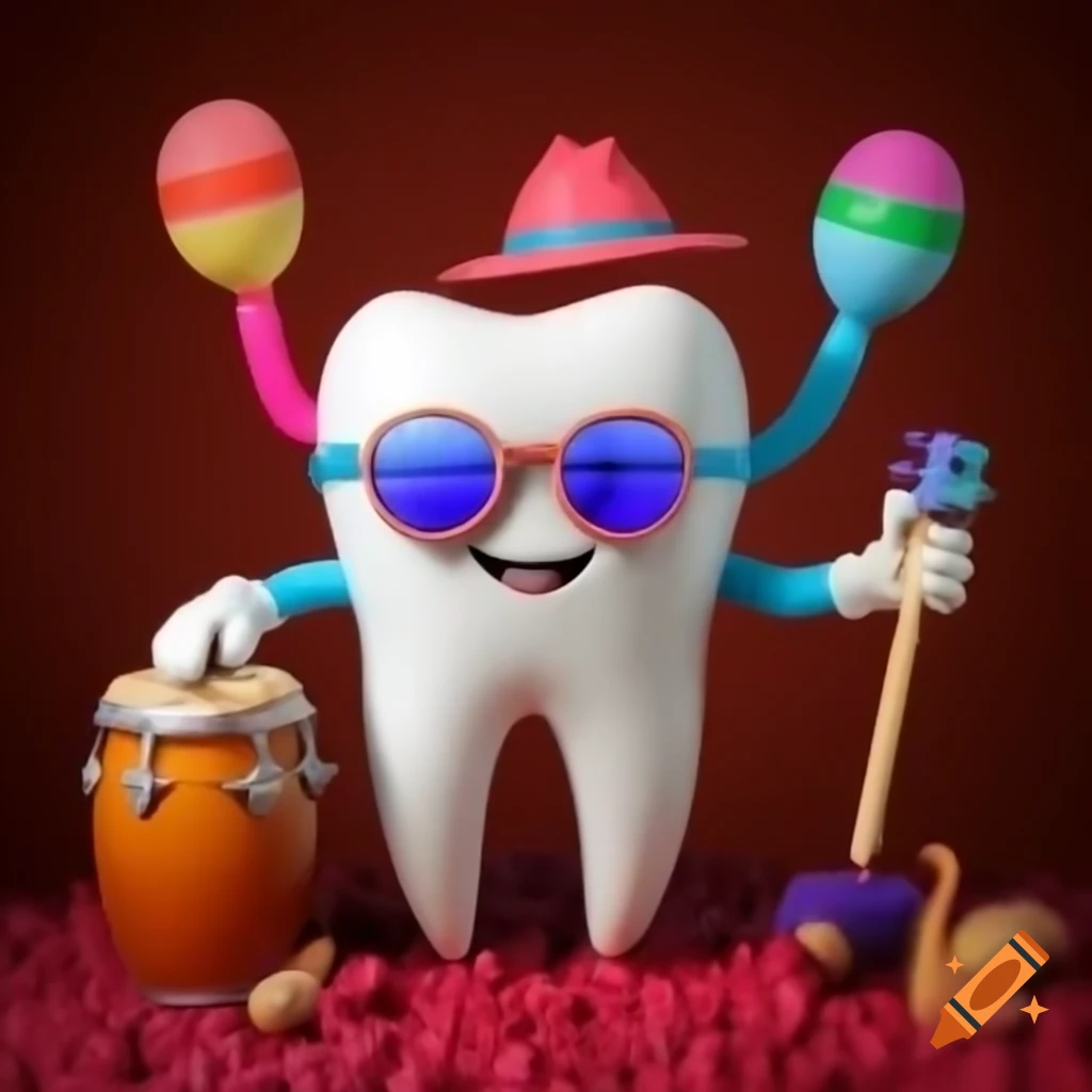 Cute tooth character with dental cavities on Craiyon