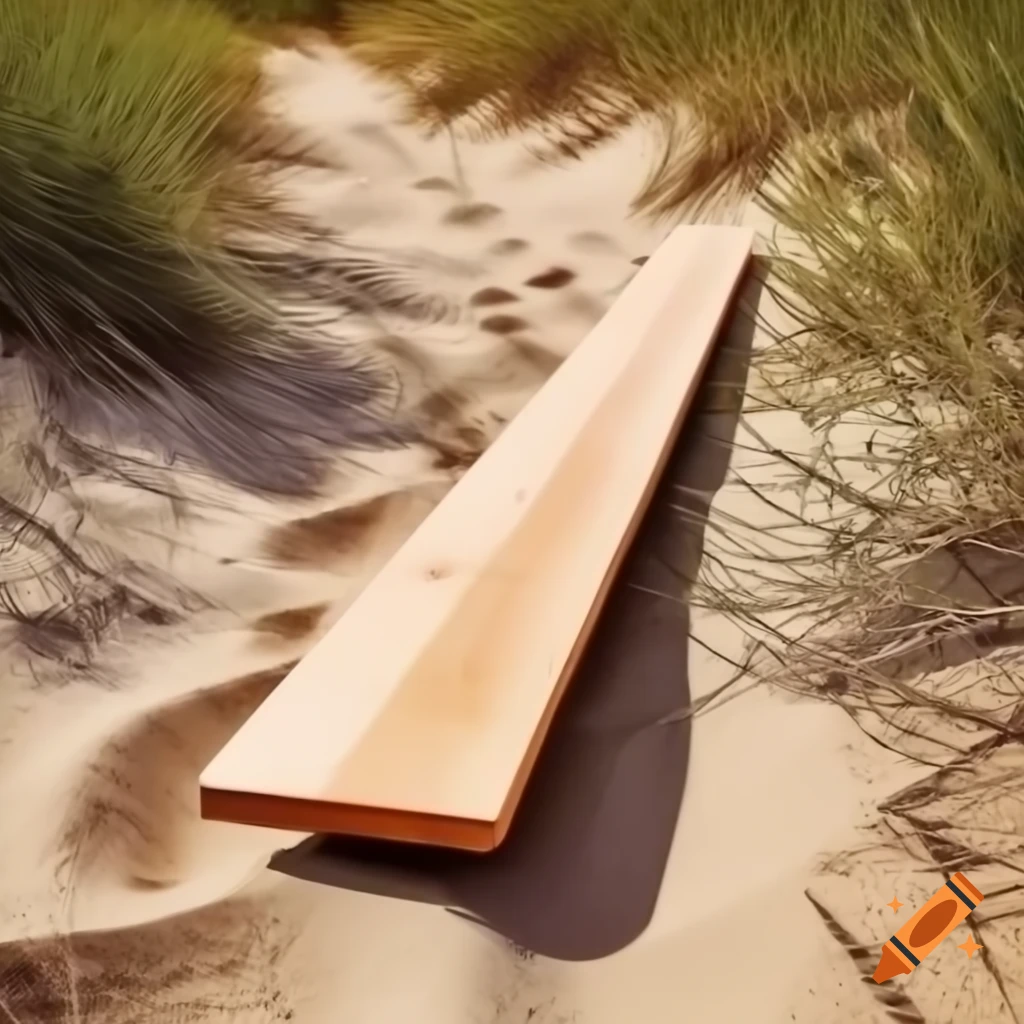 Detailed oil painting of wooden plank on sandy path through vegetation ...