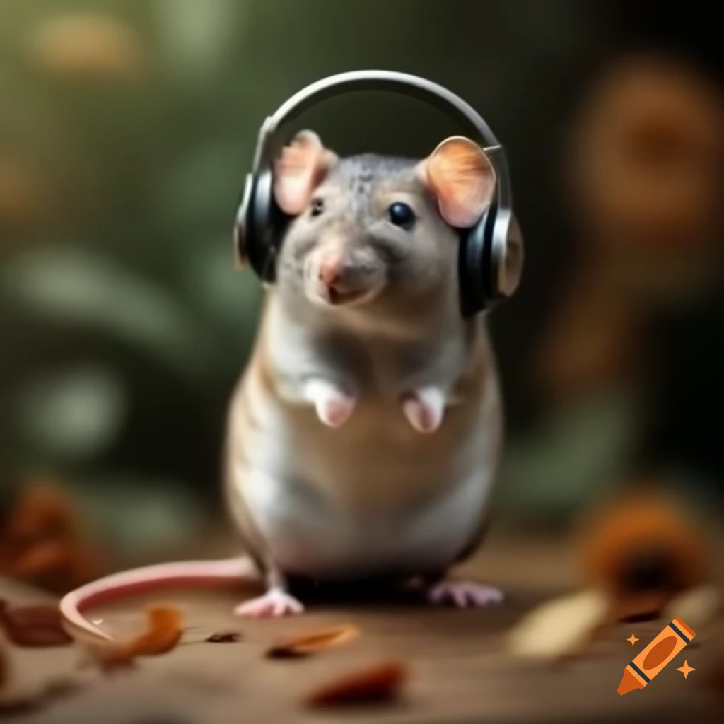 Cute rat enjoying music on Craiyon