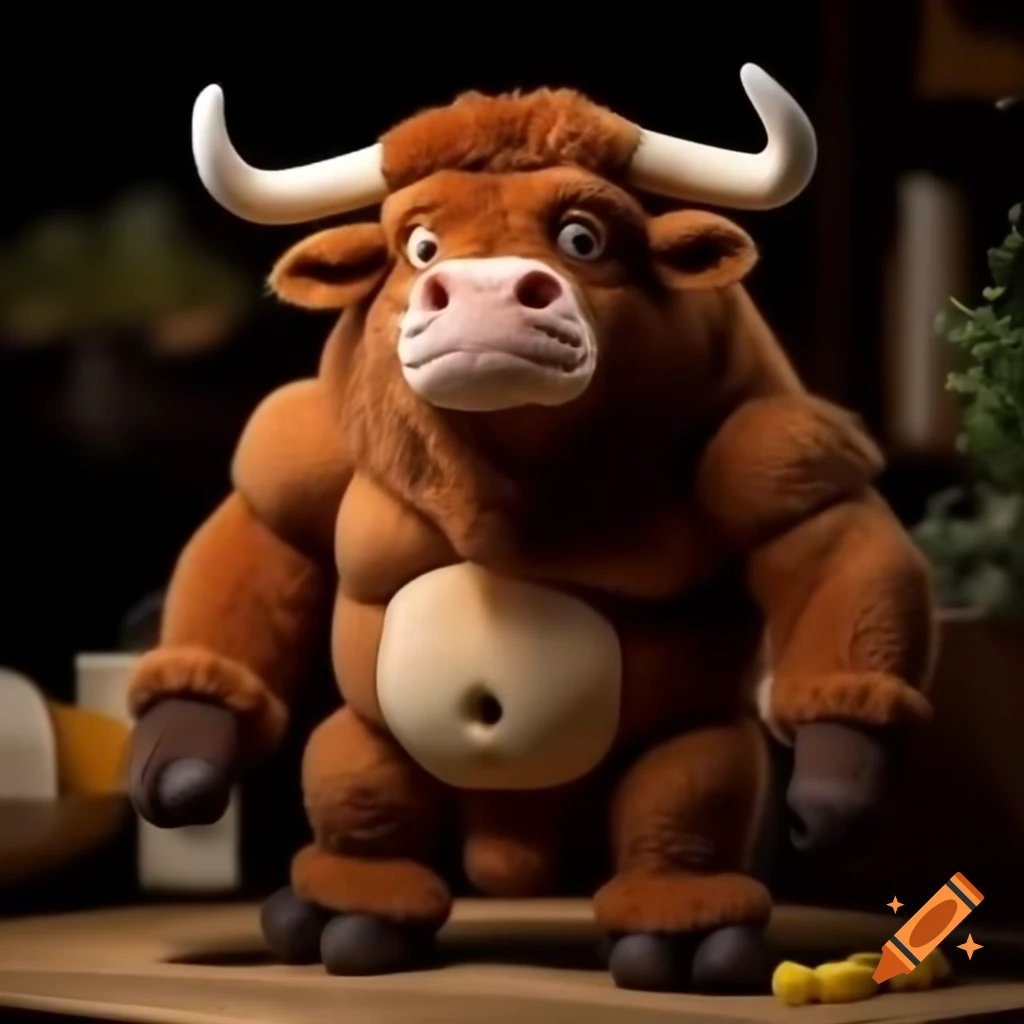 Stuffed minotaur standing on Craiyon