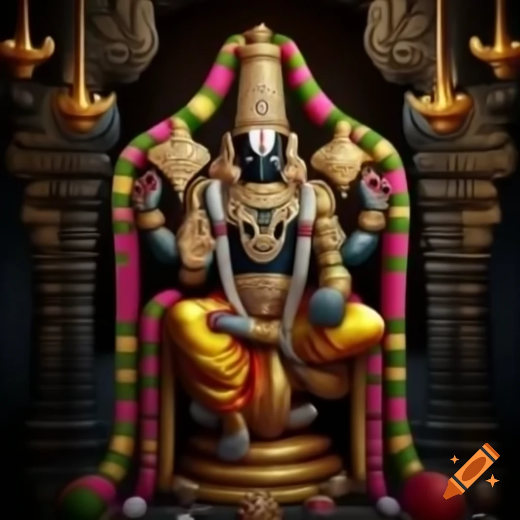 Lord Venkateshwara in combat with a demon on Craiyon