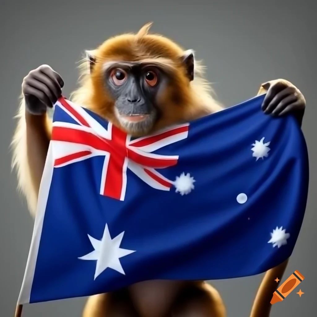 Monkey holding australian flag on Craiyon