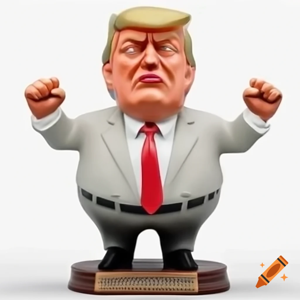 Satirical bobblehead of an angry figure with comedic elements on Craiyon