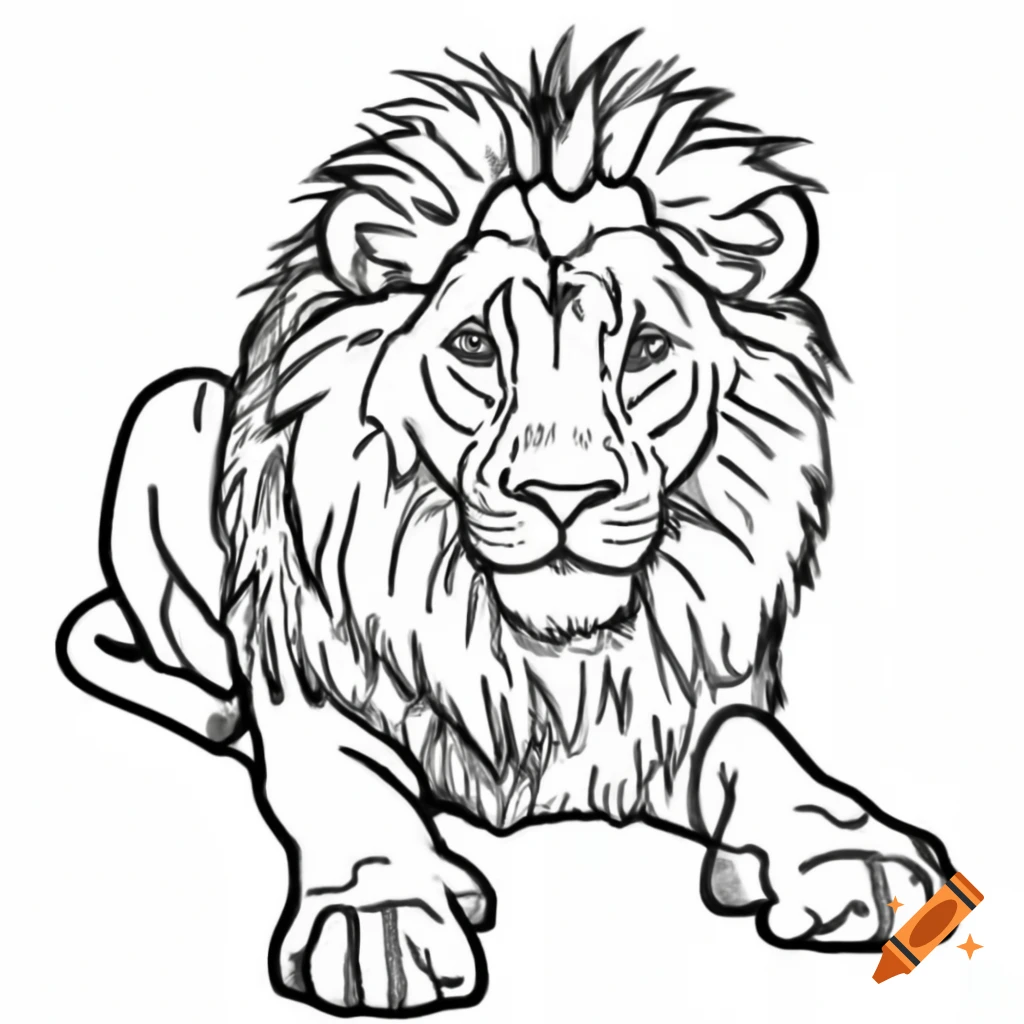 Lion side profile coloring page in black and white on Craiyon