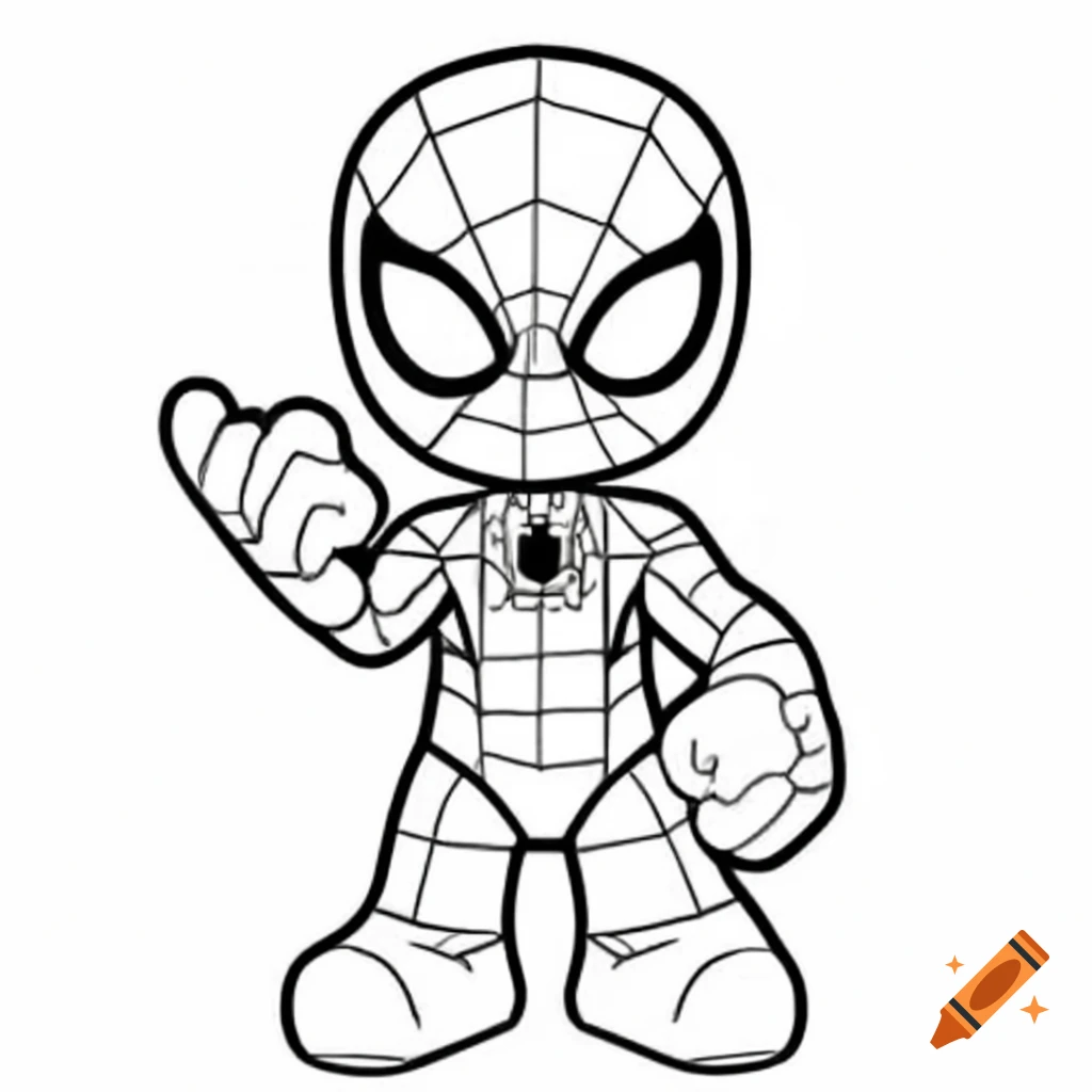 Black and white spider-man illustrations for coloring with dynamic ...
