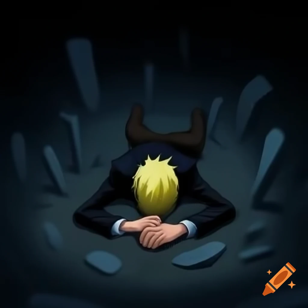 Character sanji falling into dark pit on Craiyon