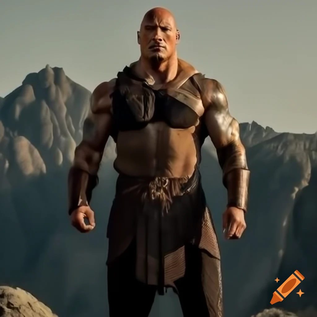 Cartoon of Dwayne Johnson looking powerful and eating a rock while ...