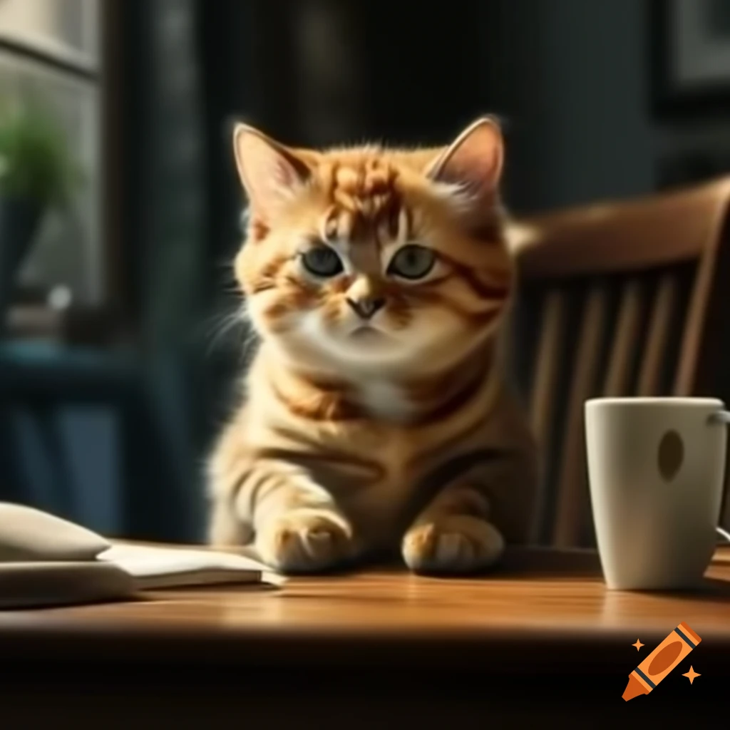 Two cute cats with big eyes on Craiyon