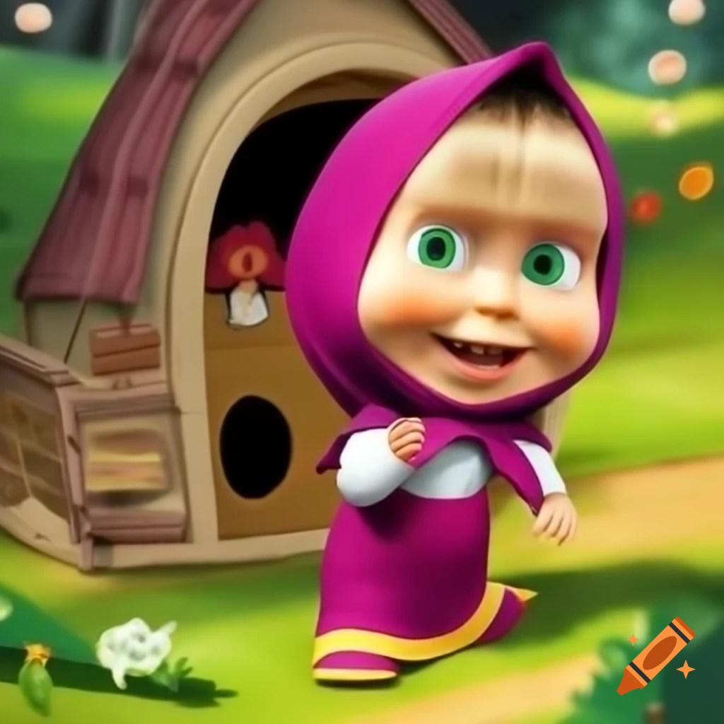 Masha's house, a whimsical cottage in a forest setting on Craiyon