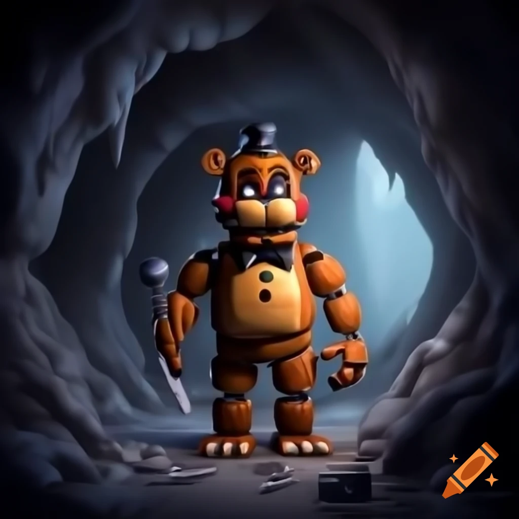 Cave painting of Freddy Fazbear on Craiyon