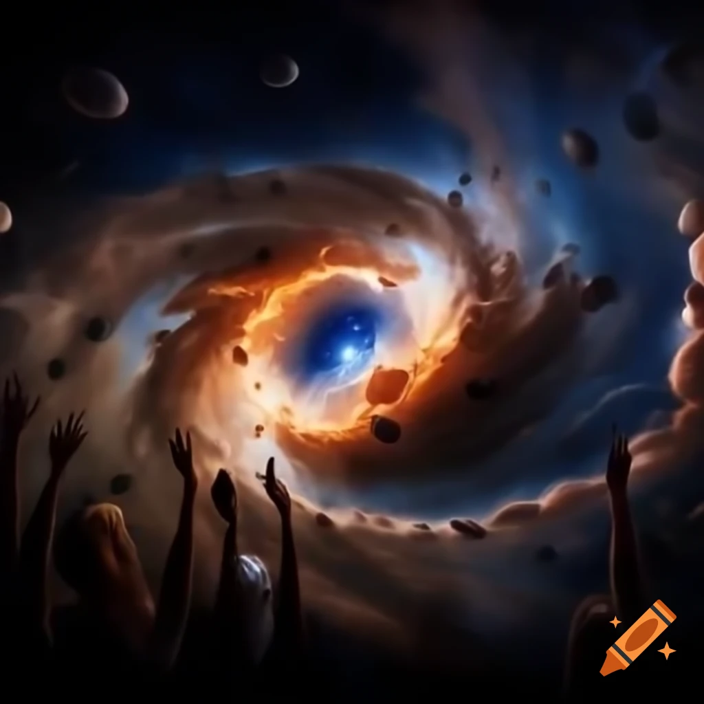 Mystic symbol visualizing force majeure, carved in sunset colors on Craiyon