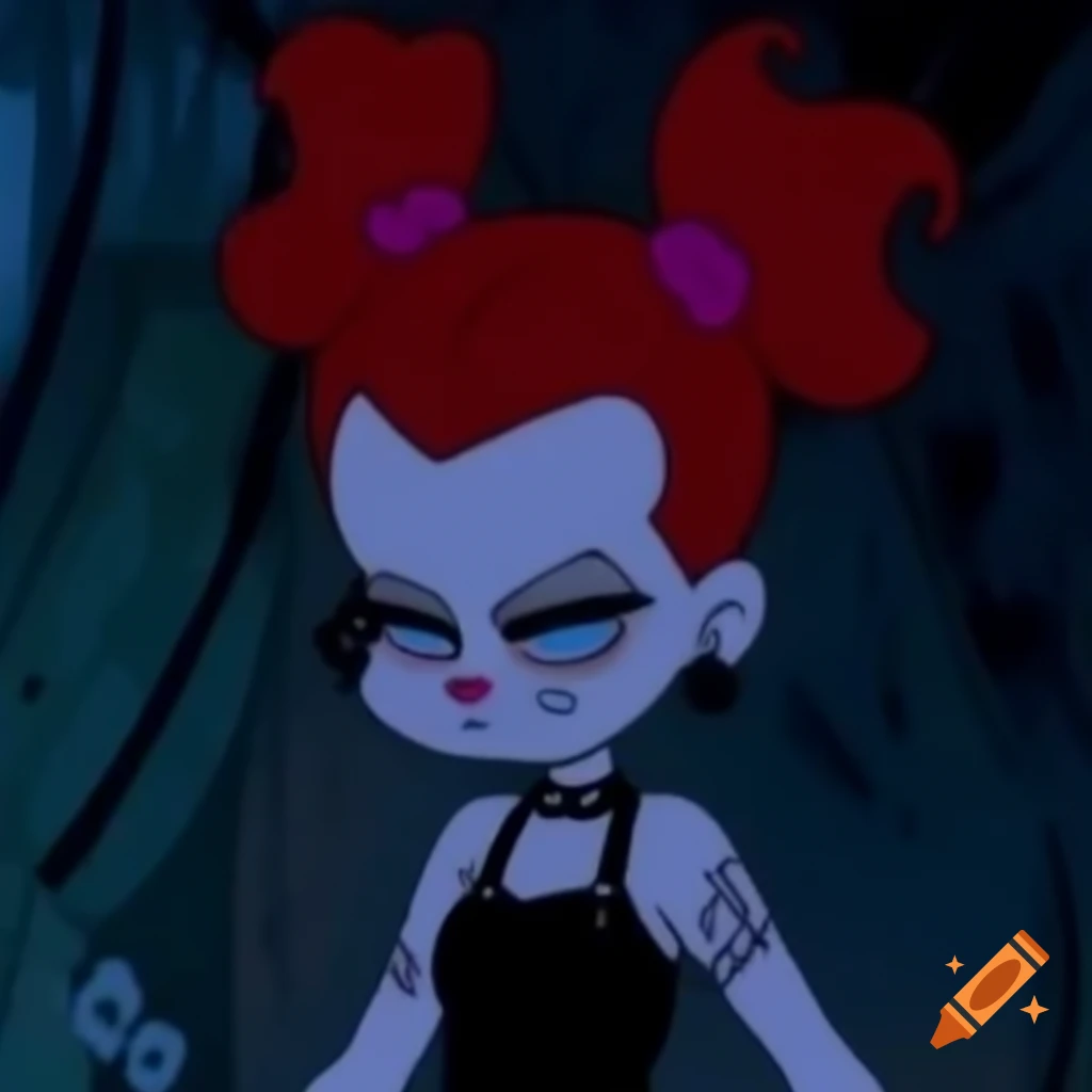 90s cartoon goth character with distinctive style on Craiyon