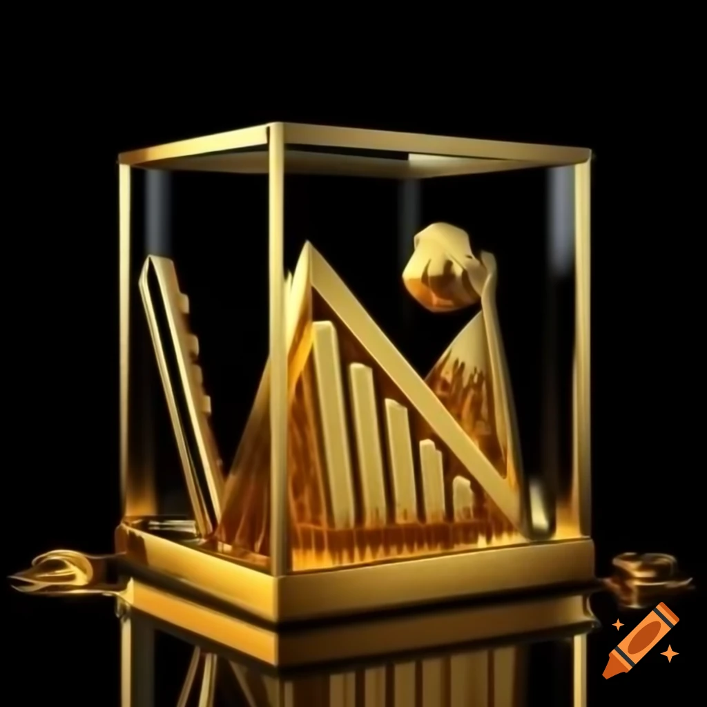 3d glass box containing gold bar with bank logo on Craiyon