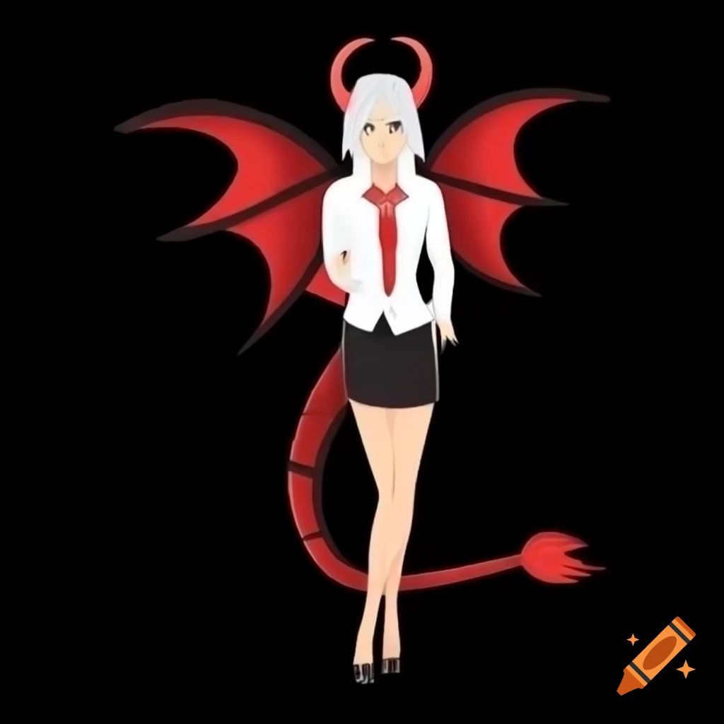 Anime, succubus businesswoman, with a heart-shaped demon tail, in a ...