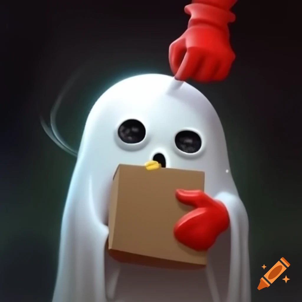 Cartoon ghost with red boxing gloves ready to fight on Craiyon