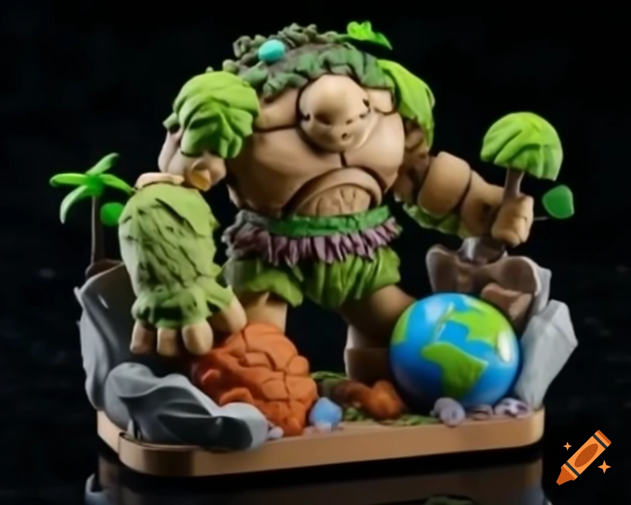 An epic collectible action figure of a golem of plants and earth, rocks ...