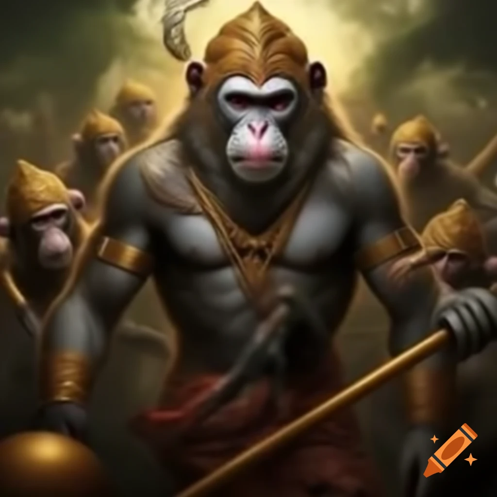 Battle monkey from ramayana mythology on Craiyon