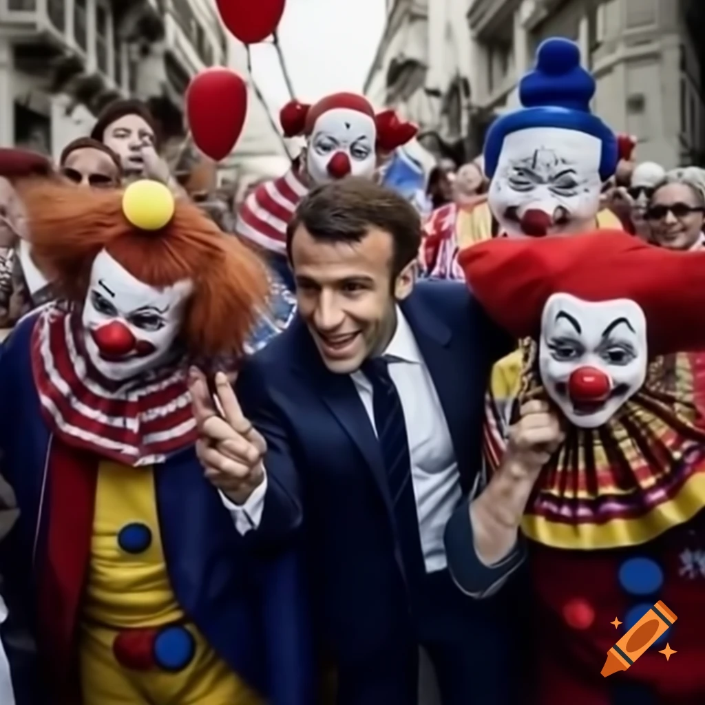 Satirical portrayal of a clown on fire covered in ketchup on Craiyon