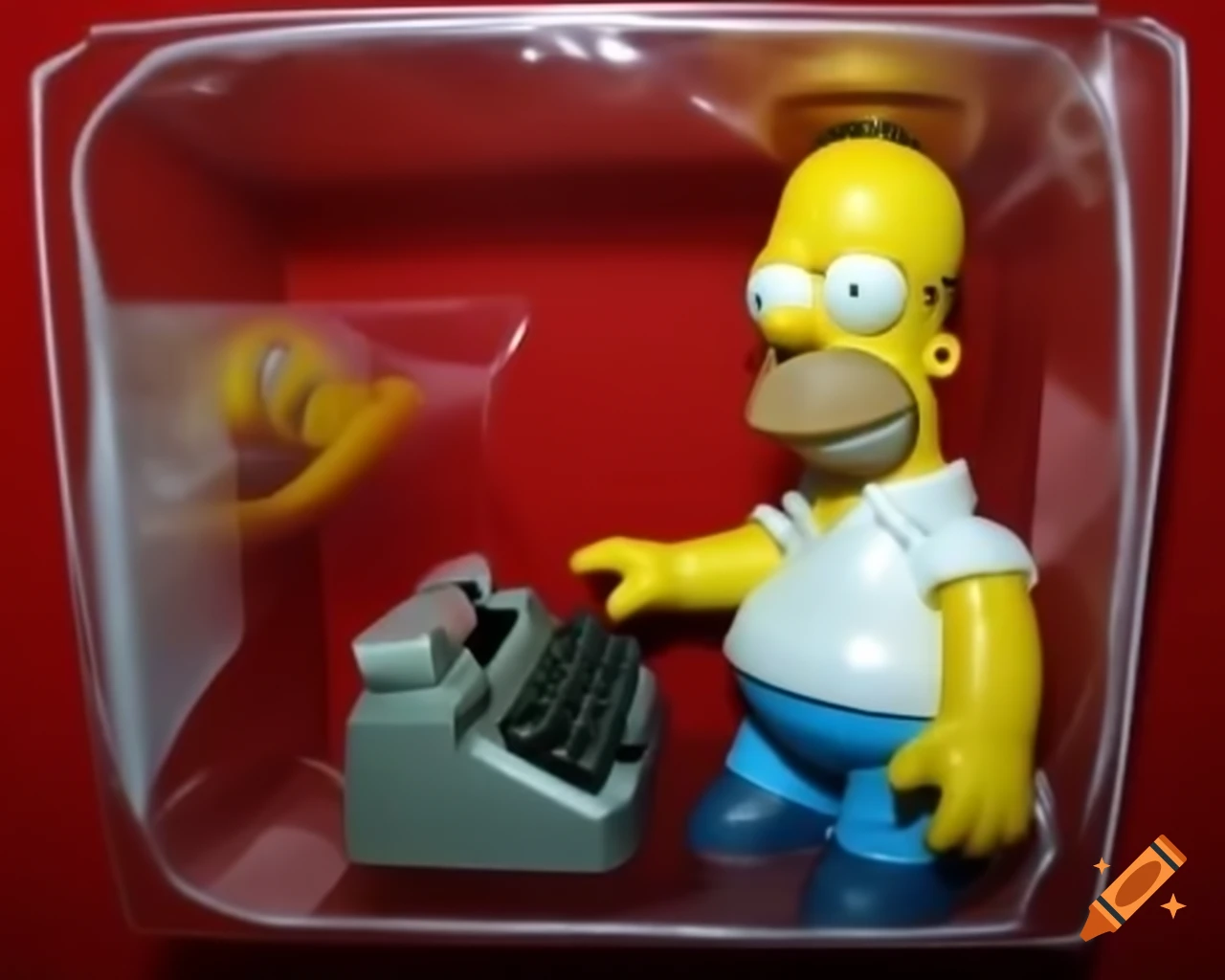 Collectible Homer Simpson action figure using typewriter in packaging ...