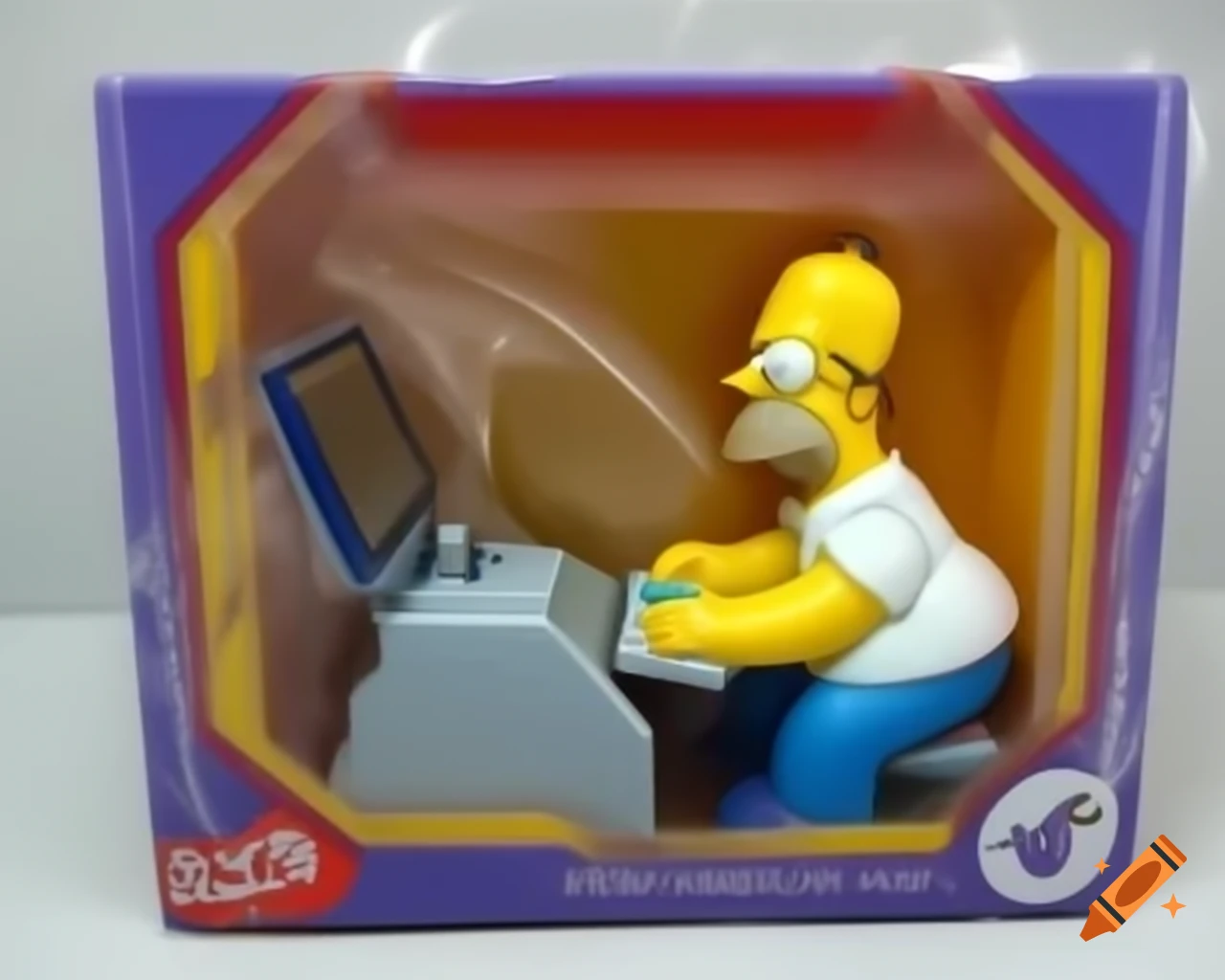 Collectible action figure of homer simpson with laptop in packaging on ...