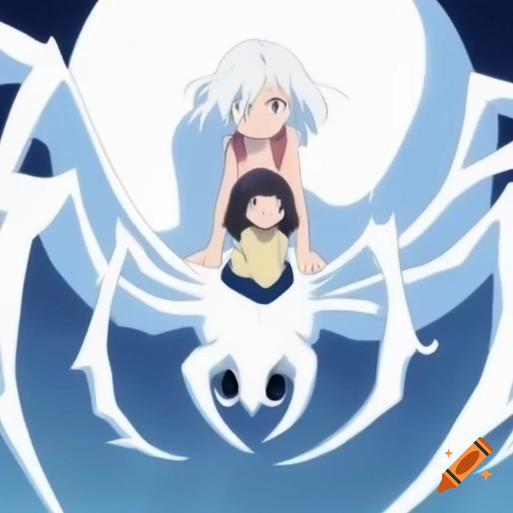 Anime woman fused with white spider monster on Craiyon
