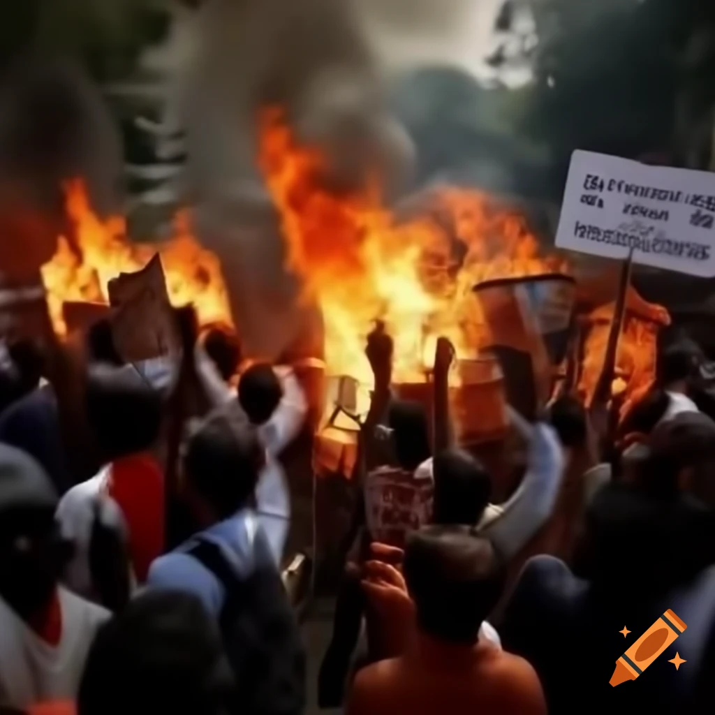 Protest scene in Bengaluru, India against injustice on Craiyon