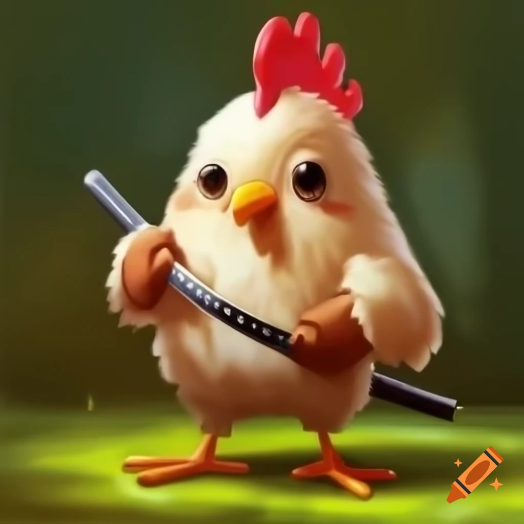 Cartoon chicken playing electric guitar on Craiyon