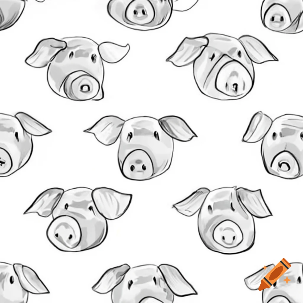 Pattern featuring repeating pigs on Craiyon