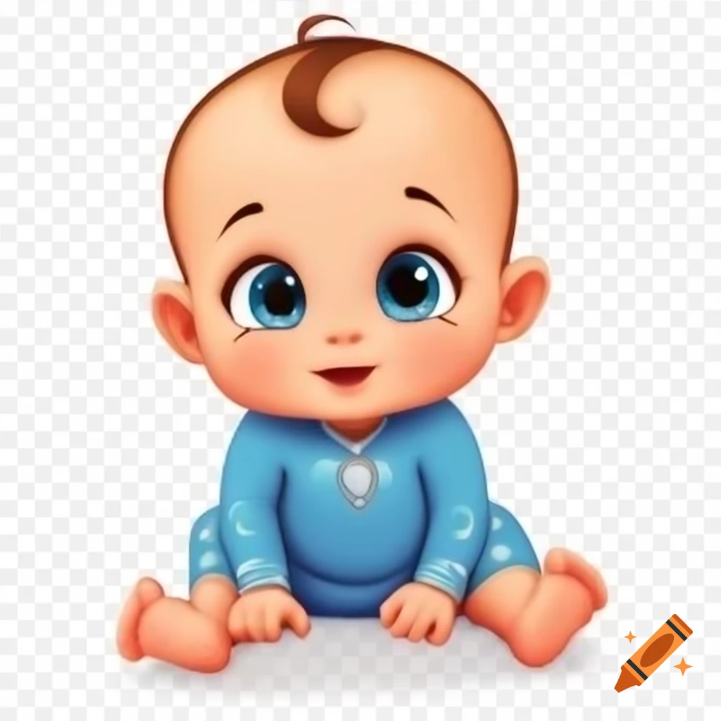Cartoon style clipart of a 6 months old baby in pajamas on Craiyon