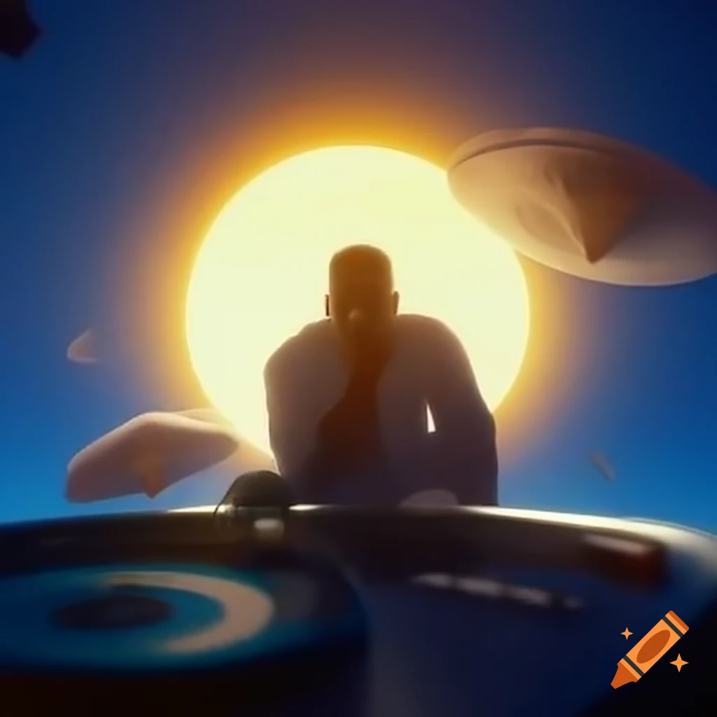 Bright shining star in the sky with stardust theme and record player ...